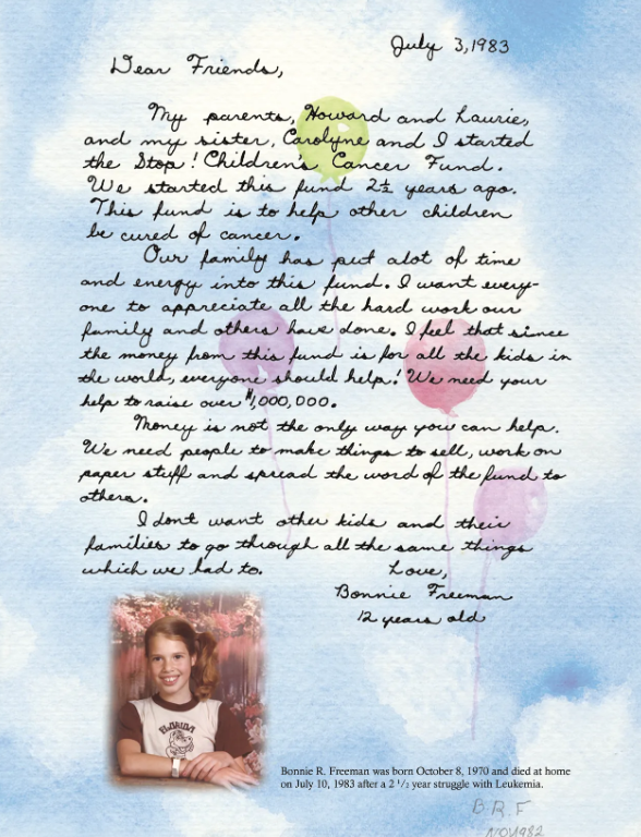 How Bonnie Freeman’s legacy continues to fight childhood cancer through ...