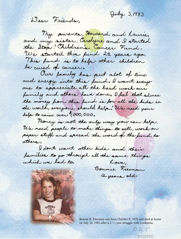 How Bonnie Freeman’s legacy continues to fight childhood cancer through ...
