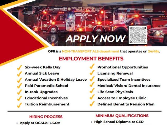 Now Hiring: Ocala Fire Rescue recruiting for firefighter EMT and ...